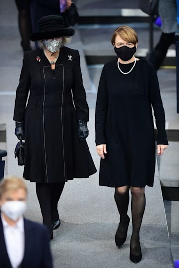 Camilla Parker Bowles looks sombre in poppy face mask for visit to ...