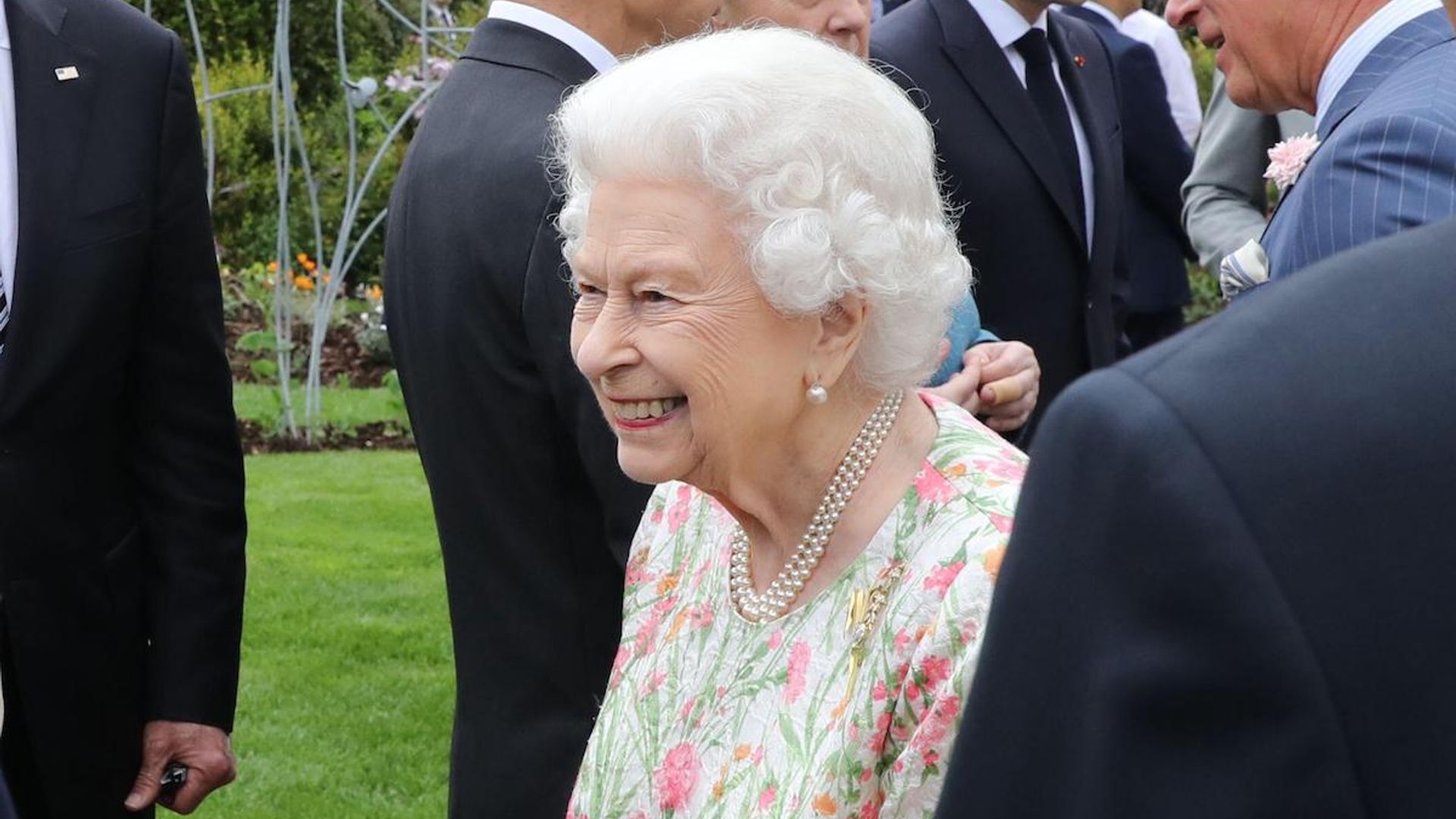 The Queen giggles in statement floral dress at G7 summit | HELLO!