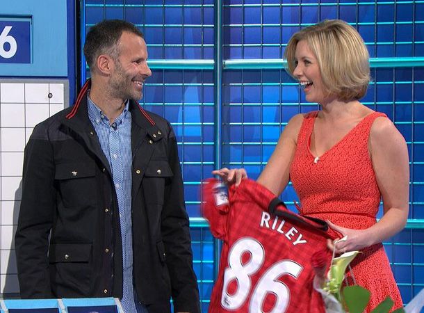 Countdown star Rachel Riley presented with flowers and signed shirt by ...