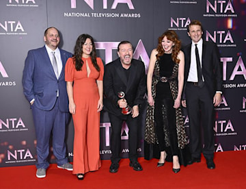 Ricky Gervais reveals new project during NTAs appearance with partner ...