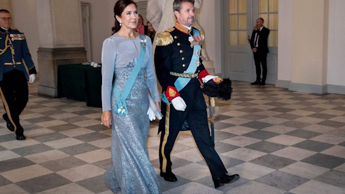 Crown Princess Mary dazzles in another glamorous gown for New Year's Celebrations in Denmark ...