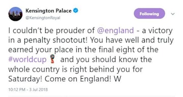 Prince William sends personal Twitter message following England's World ...