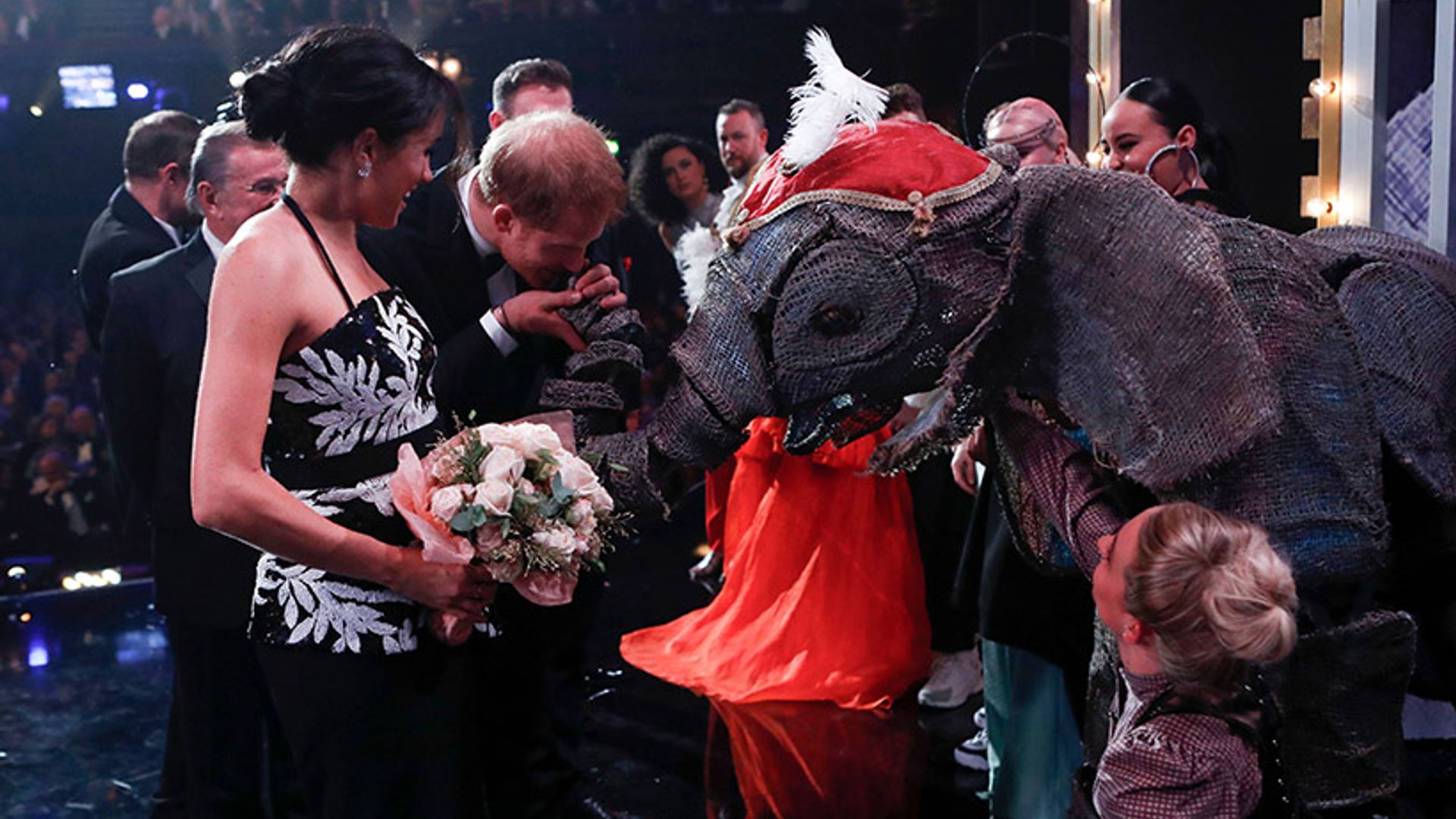 Watch Meghan Markle's reaction as Prince Harry kisses elephant's trunk ...