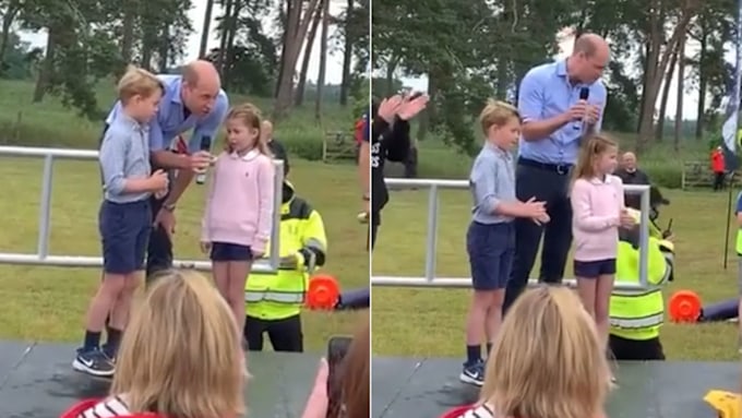 Watch Prince George and Princess Charlotte help Prince William do ...