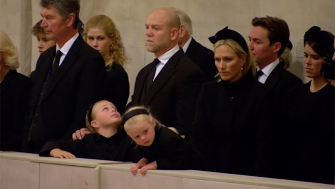 Zara and Mike Tindall take daughters Mia and Lena to Queen's vigil ...
