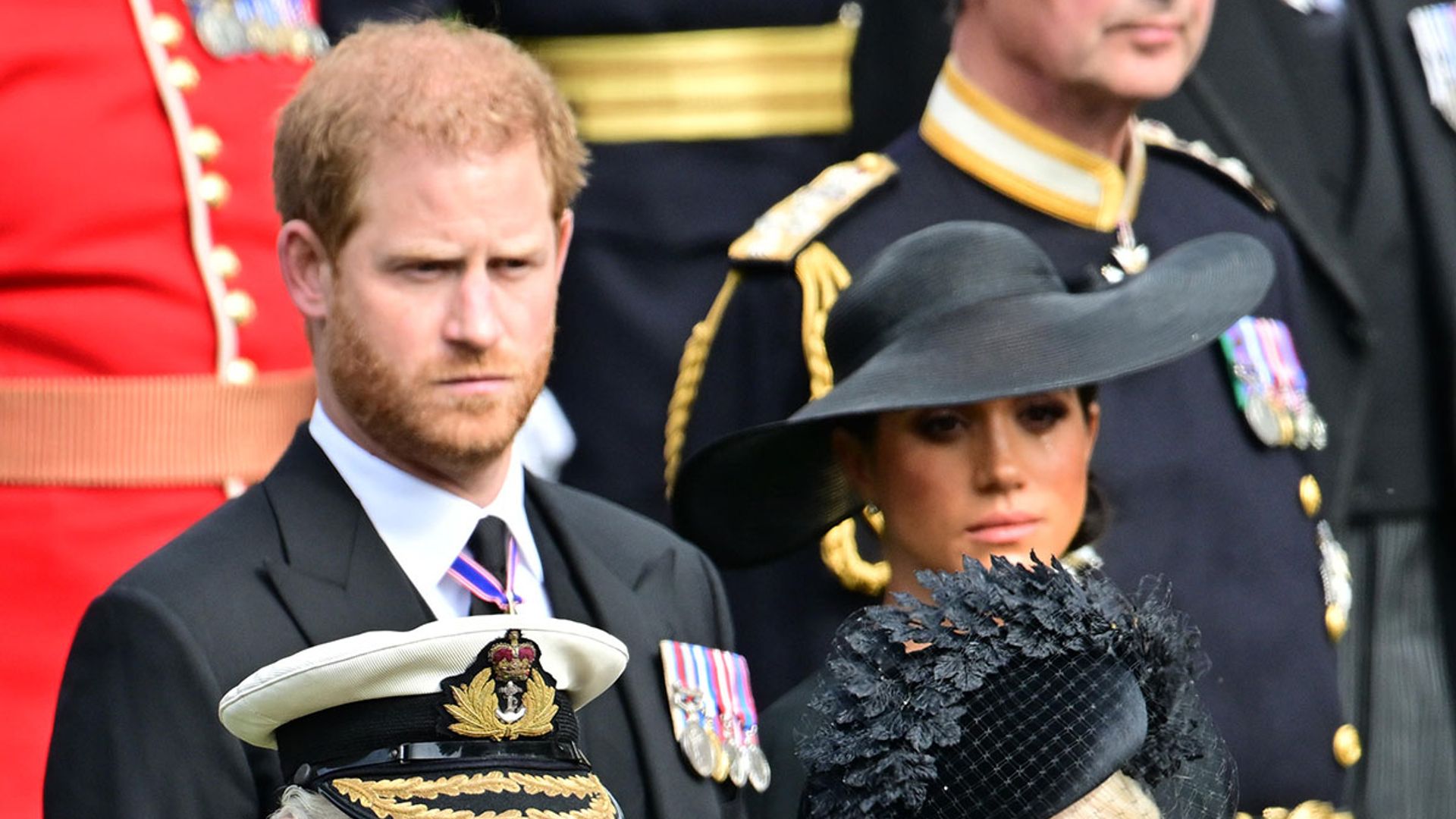Prince Harry releases deep sigh of relief after leaving Queen's funeral in Westminster | HELLO!