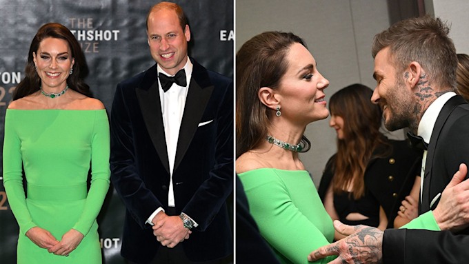 David Beckham kisses Princess Kate backstage at Earthshot Prize – best ...