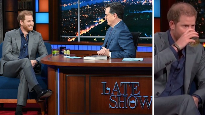 Prince Harry The Late Show LIVE: Harry shoots tequila, shows necklace ...