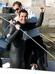 David and Olympic rower James complete epic Africa swim | HELLO!