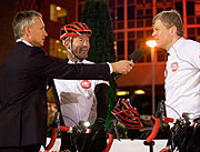 Alan Shearer and Adrian Chiles pedal to victory for Sport Relief | HELLO!