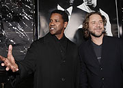 Original tough guy Mel helps Russell and Denzel unveil new | HELLO!