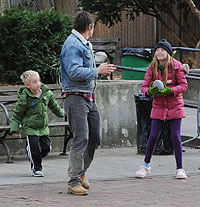 Ethan Hawke plays ball with his children Maya and Levon in | HELLO!