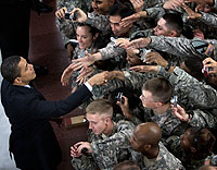 Ecstatic reception for Barack Obama from Iraq troops | HELLO!